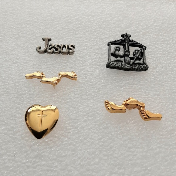 Jewelry | Christian Religious Pins Lot Of 5 Jesus Heart Stable Hat Vest ...